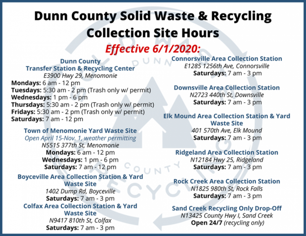 Dump Hours and Information for Town of Hunter, WI - TxJunkRemoval